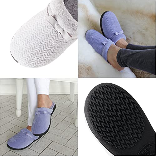 isotoner Women's Chevron Slip On Clog Slippers with Moisture Wicking for Indoor/Outdoor Comfort and Arch Support, Periwinkle, 8.5-9 M US