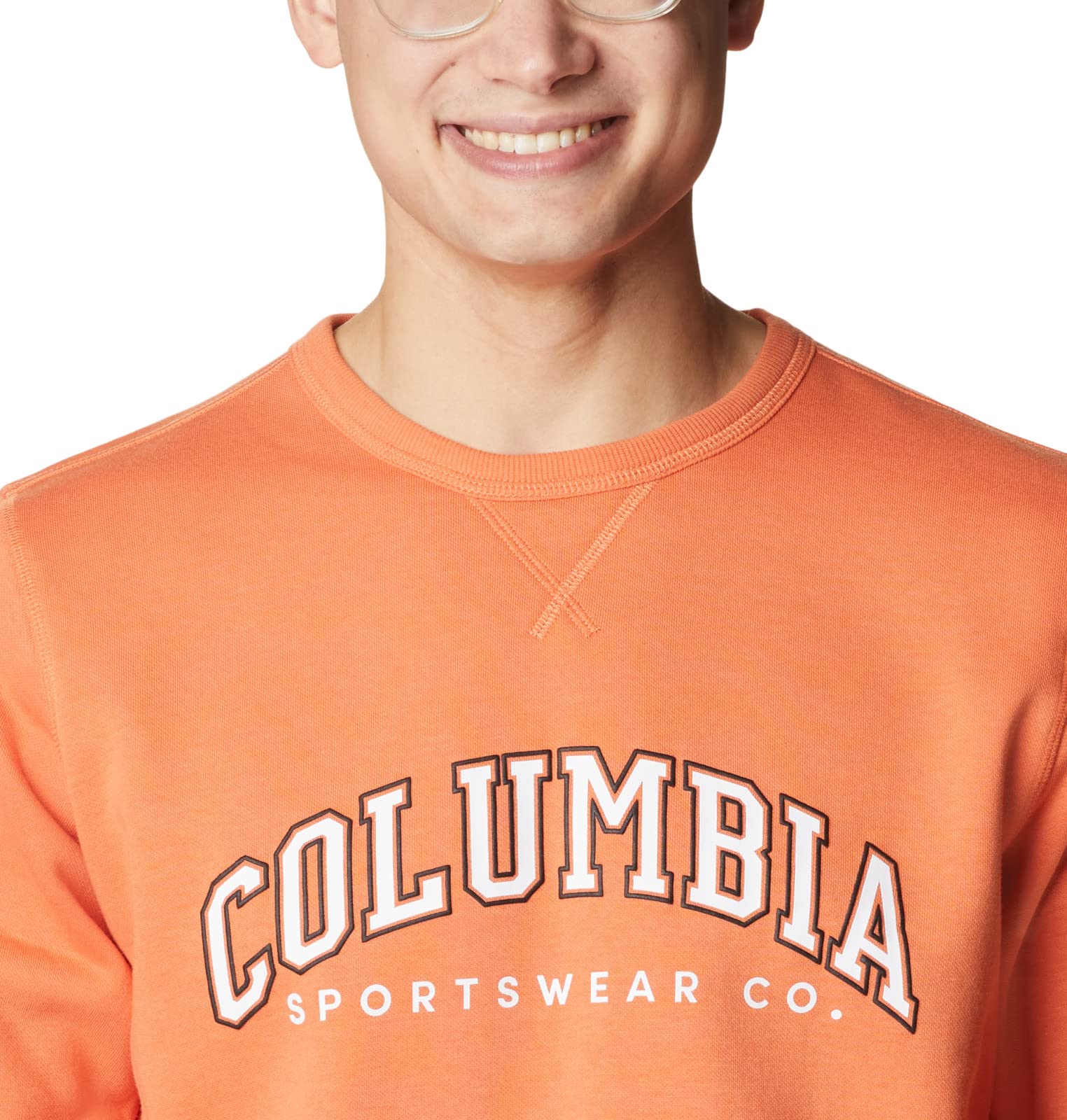 Columbia Men's Logo Fleece Crew, Desert Orange/CSC Varsity Arch 2, X-Large