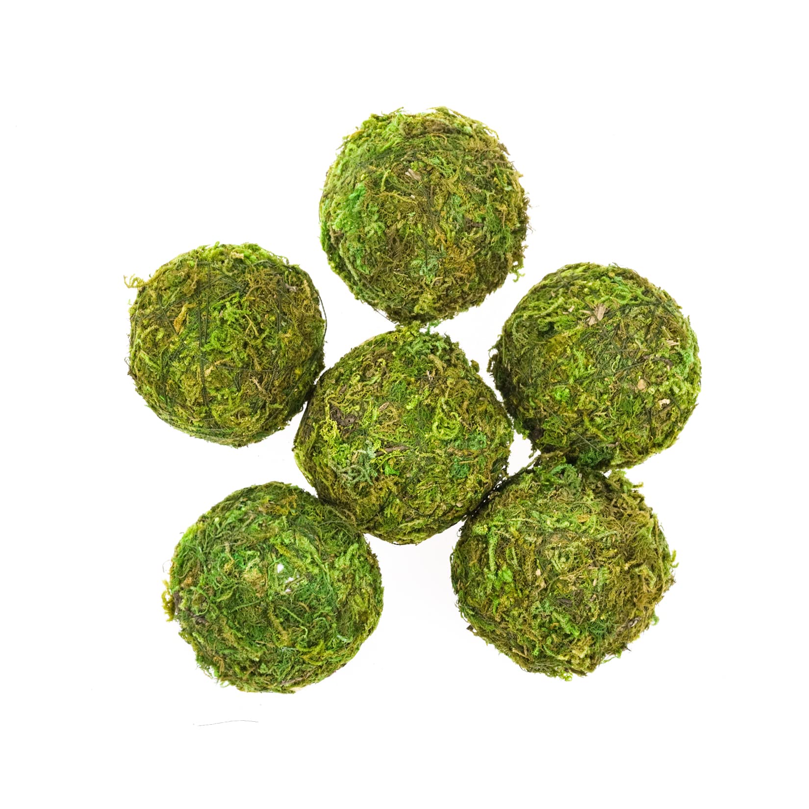 Tongcloud 6pcs Natural Green Moss Decorative Ball,Natural Green Moss Balls Handmade Decorative Moss Hanging Balls for Garden Patio Home Table Decor Party Weddings Display Props Decor (Green, 6)