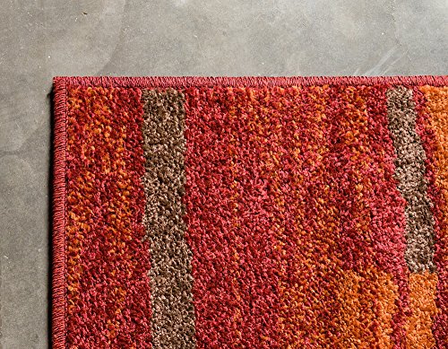 Unique Loom Autumn Collection Modern Contemporary Casual Abstract Area Rug, Rectangular 5' 0 x 8' 0, Terracotta/Burgundy Border