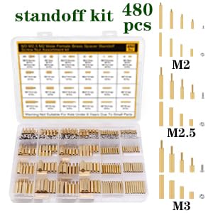 Csdtylh 480Pcs M2 M2.5 M3 Motherboard Standoffs&Screws&Nuts Kit, Hex Male-Female Brass Spacer Standoffs, Laptop Screws for DIY Computer Build, Electronic Projects, Raspberry Pi, Circuit Board etc.