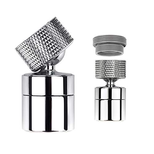 COOLWEST 2-Flow Stainless Kitchen Sink Aerator,360-Degree Swivel Faucet Aerator Dual Sprayer, with Gasket Faucet Replacement Part - 55/64 Inch-27UNS Female Thread