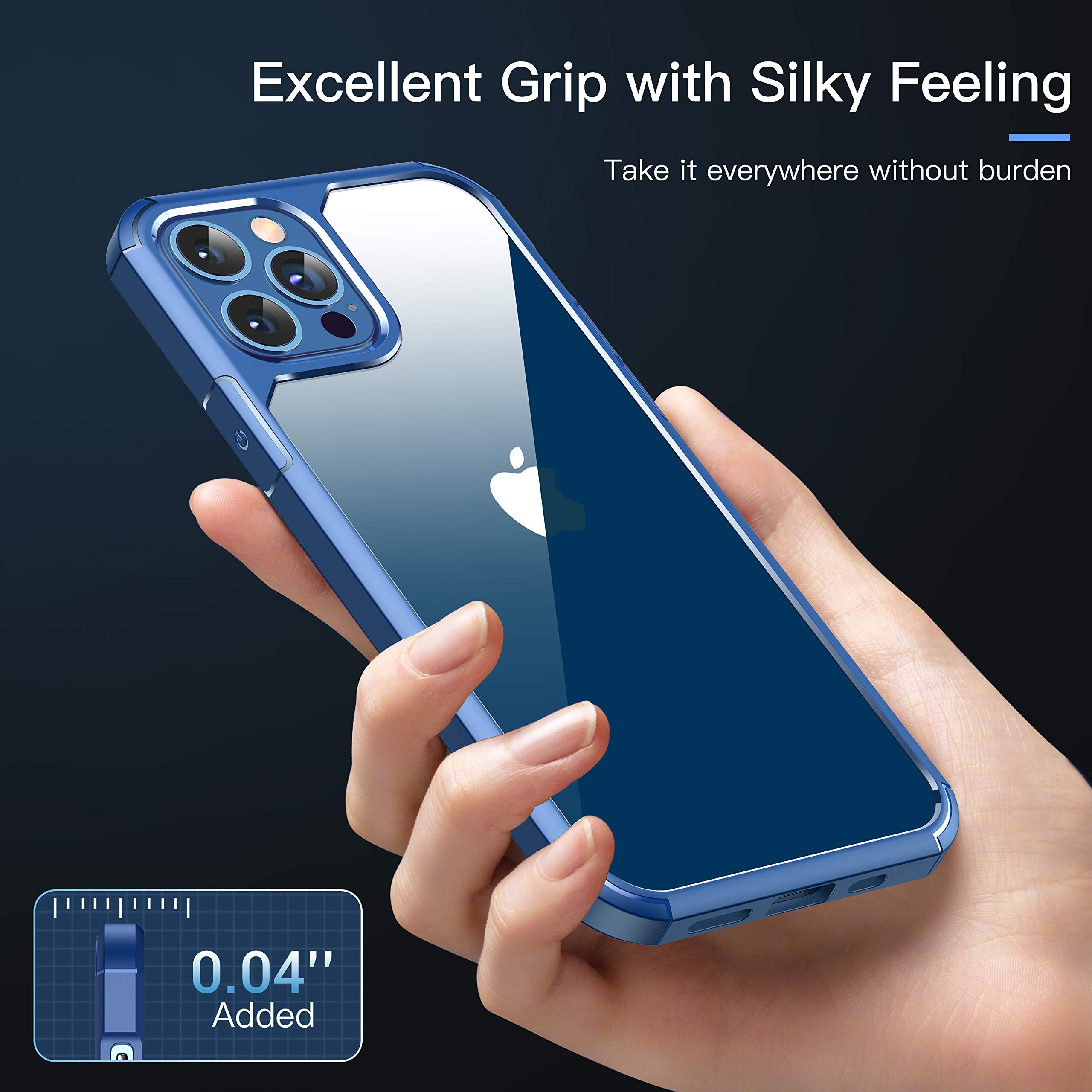CASEKOO Designed for iPhone 12 Pro Case, Designed for iPhone 12 Case [Military Grade Drop Protection], Clear Shockproof Protective Phone Case Slim Thin Cover 5G 6.1 inch 2020- Pacific Blue