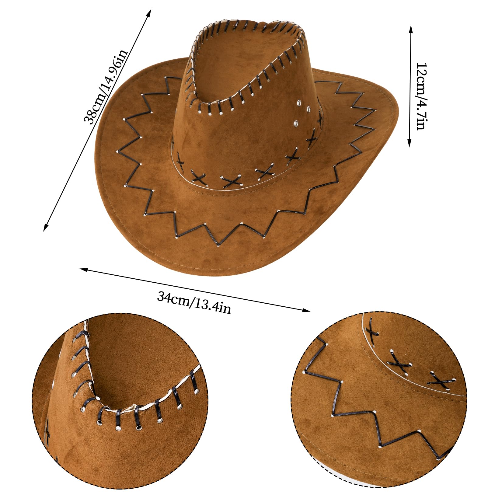 choyaxo Western Cowboy Costume Set Including Cowgirl Hat Heart Shaped Sunglasses and Bandana for Halloween,
