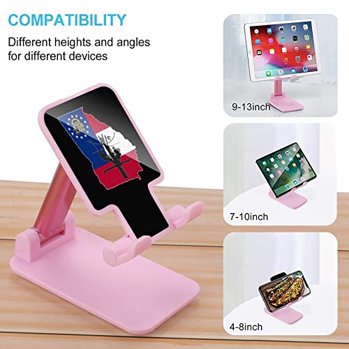 Georgia State Map Flag Lineman Funny Foldable Desktop Cell Phone Holder Portable Adjustable Stand Desk Accessories