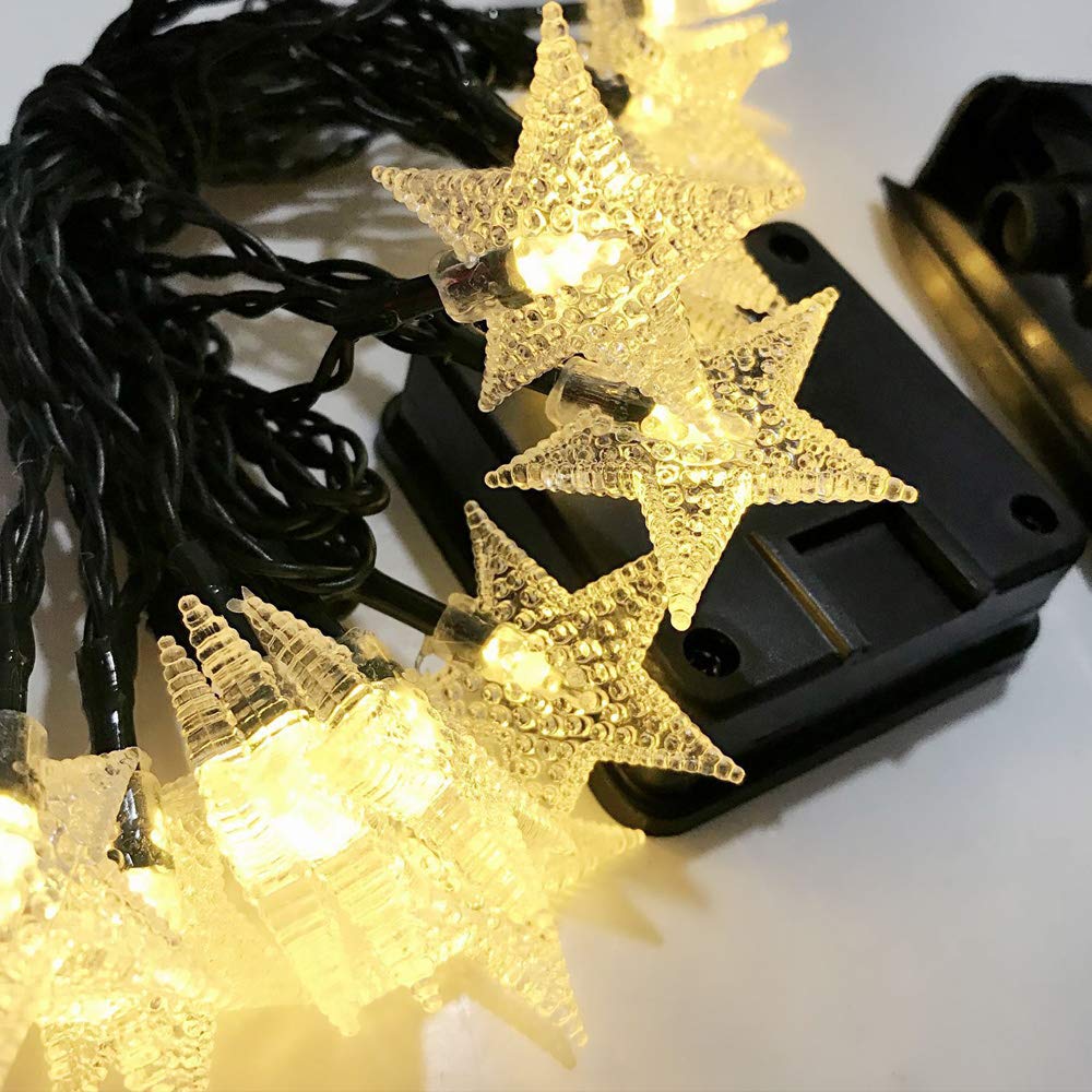 SMATOLS Solar Christmas Snowflake String Lights,50 LED Waterproof Multicolor Fairy Lights for Garden