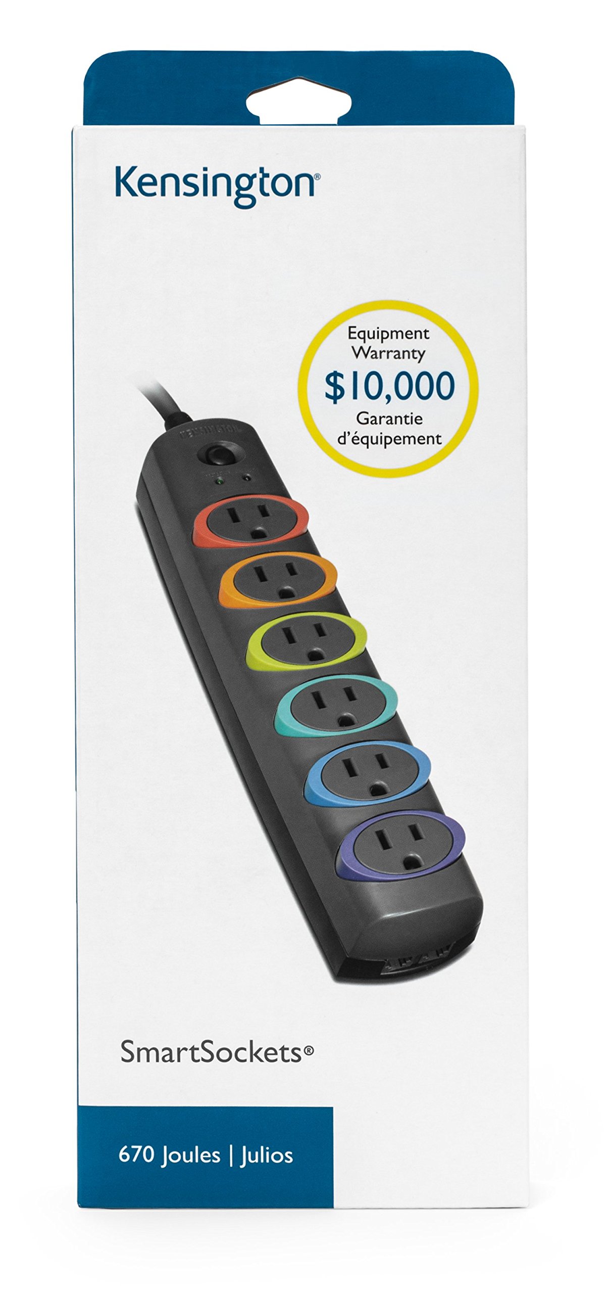 Kensington SmartSockets 6-Outlet, 6-Foot Cord, & 670 Joules Basic Surge Protector (K62146NA)