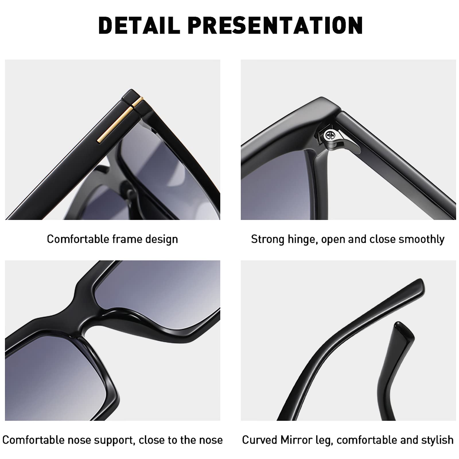 DioKiw Oversize Square Sunglasses for Women Retro Luxury Big Frame Sun Glasses 100% UV Protection Travel Goggles