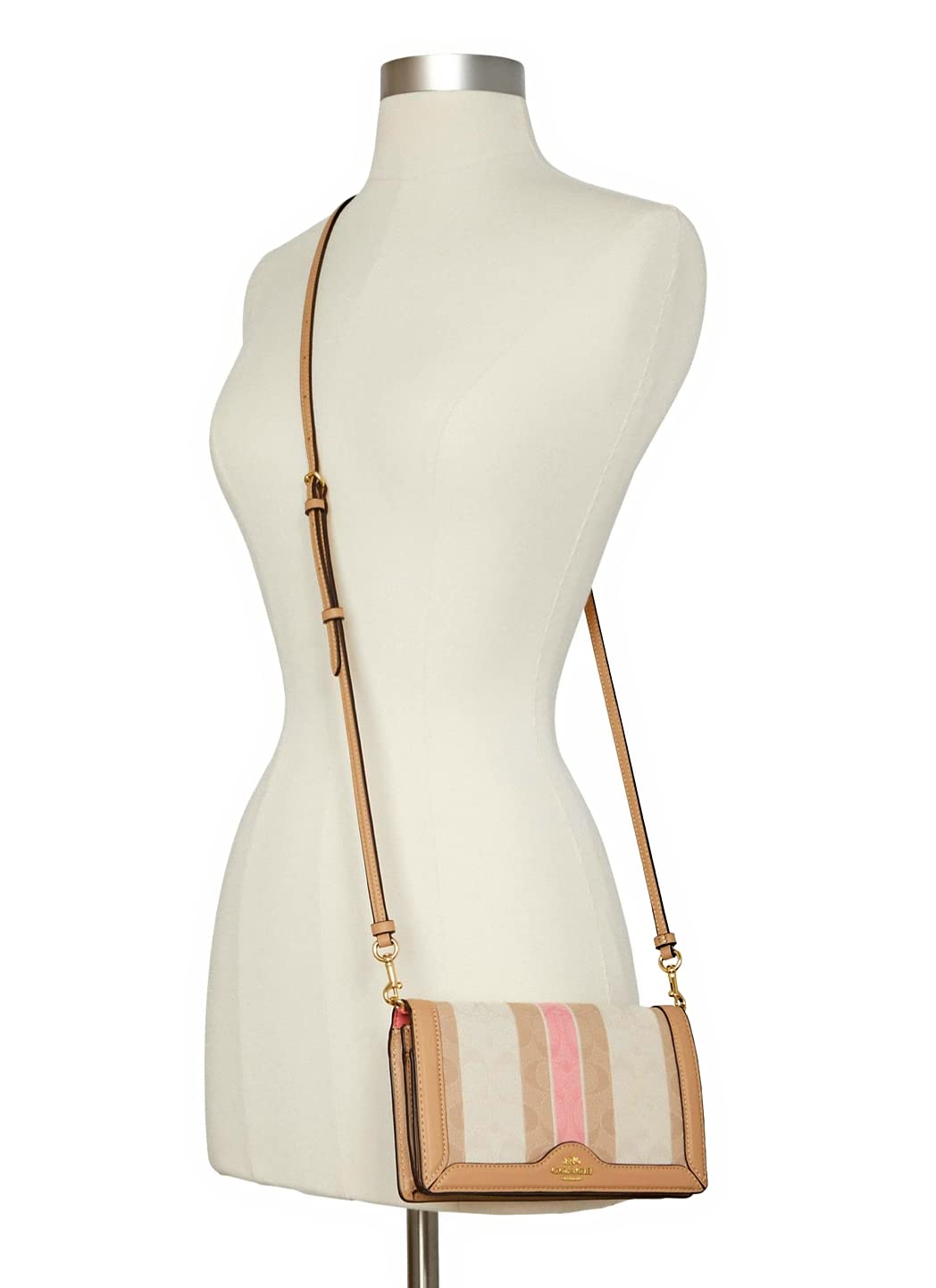 Coach Anna Foldover Clutch Crossbody in Signature Jacquard With Stripes