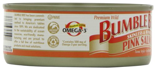 Bumble Bee Foods Wild Pink Salmon Skinless Boneless, 5-Ounce Cans (Pack of 24)