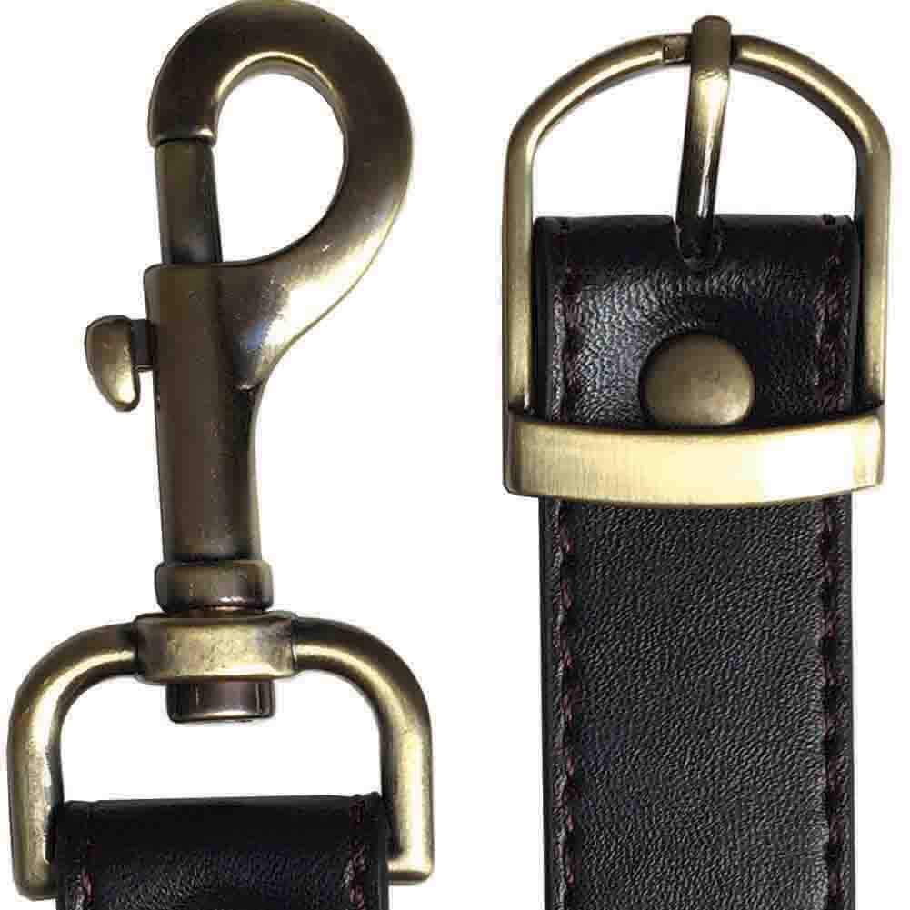 SaSarili Adjustable Replacement Cross Body Handbag Purse Strap Dark Espresso Brown 1 inch wide, 43-51 inch long with Antique Brass Tone Hardware
