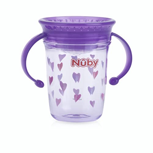 Nuby Tritan No Spill 2 Handle 360 Degree Printed Wonder Cup, Prints May Vary, 1pk