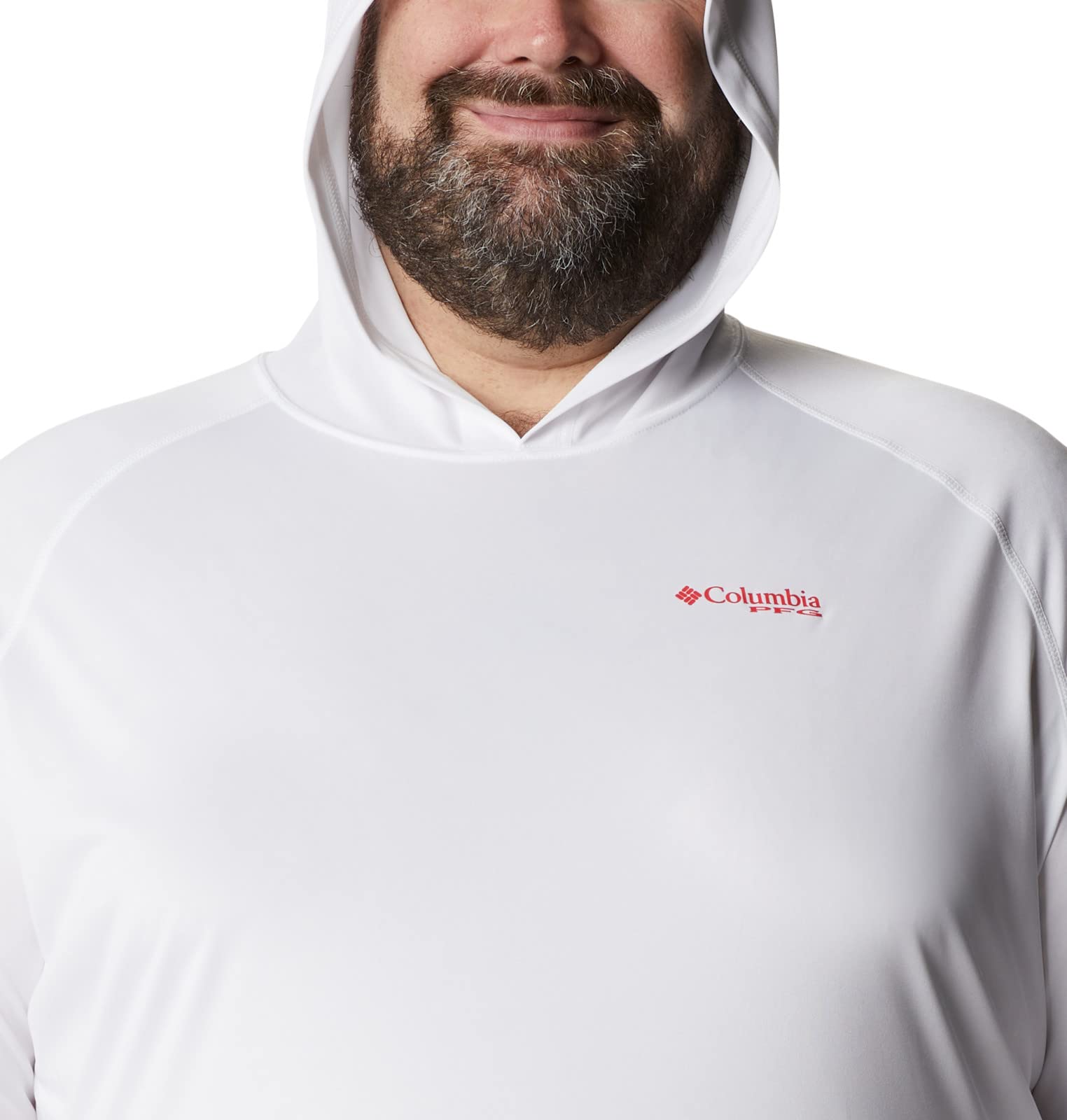 Columbia Men's Terminal Tackle Hoodie, White/Red Spark Logo, Medium