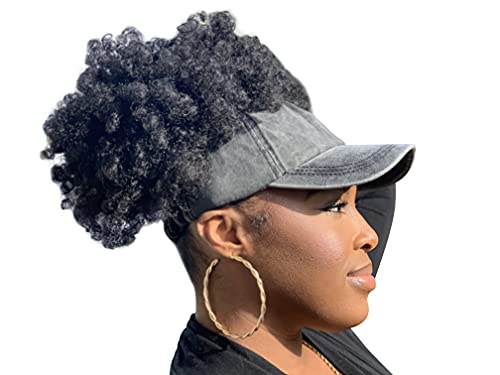 CurlCap Natural Hair Backless Cap – Satin Lined Baseball Hat for Women (Charcoal) One Size