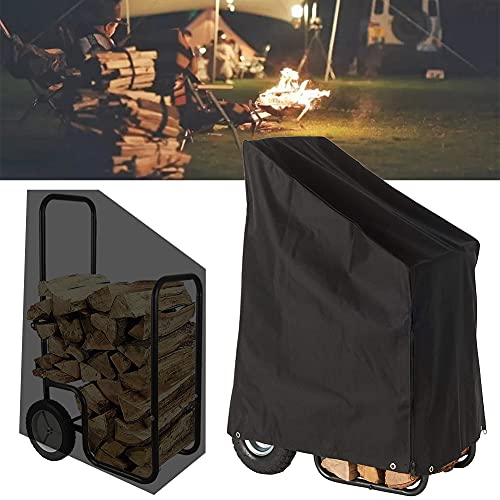 COOSOO Firewood Log Cart Cover Only Waterproof Heavy Duty Outdoor Firewood Protector with Zipper Wood Rack Storage Cover