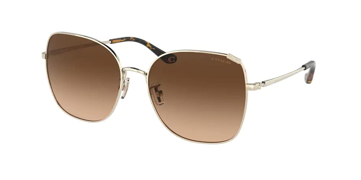 Coach HC7133 57MM 9005T5 Shiny Light Gold/Dark Brown Gradient Square Sunglasses for Women + BUNDLE With Designer iWear Eyewear Kit