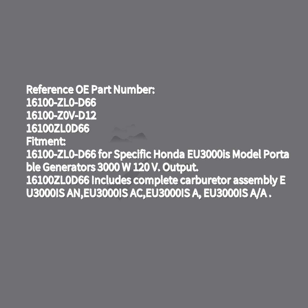 Carburetor Carb Fits Honda EU3000is Model Generator Replace 16100-ZL0-D66 16100ZL0D66 16100-ZL0-D65 16100ZL0D65