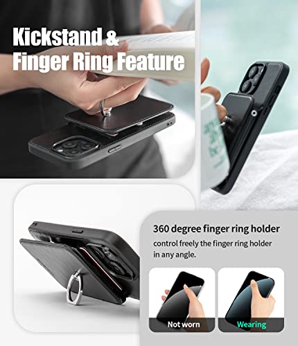 GOOSPERY Rich-Fit iPhone 14 Pro Max Crossbody Wallet Case for iPhone 14 Pro Max Case [Strap Included] with Card Holder Lanyard Magnetic Clasp [Kickstand Ring] Heavy Duty Protection, Black