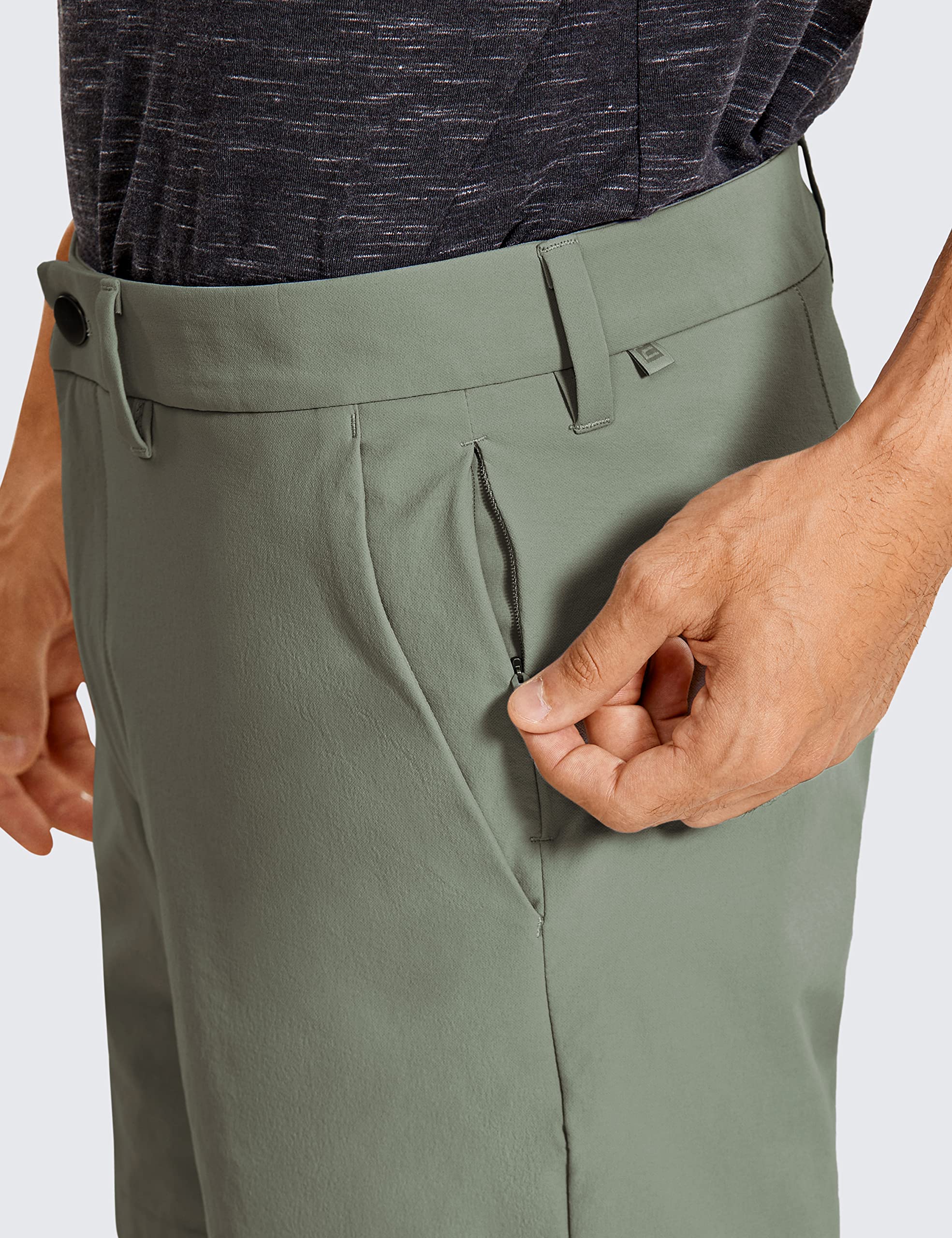 CRZ YOGA Men's Stretch Golf Shorts - 7''/9'' Slim Fit Waterproof Athletic Casual Work Shorts with Pockets Grey Sage 34