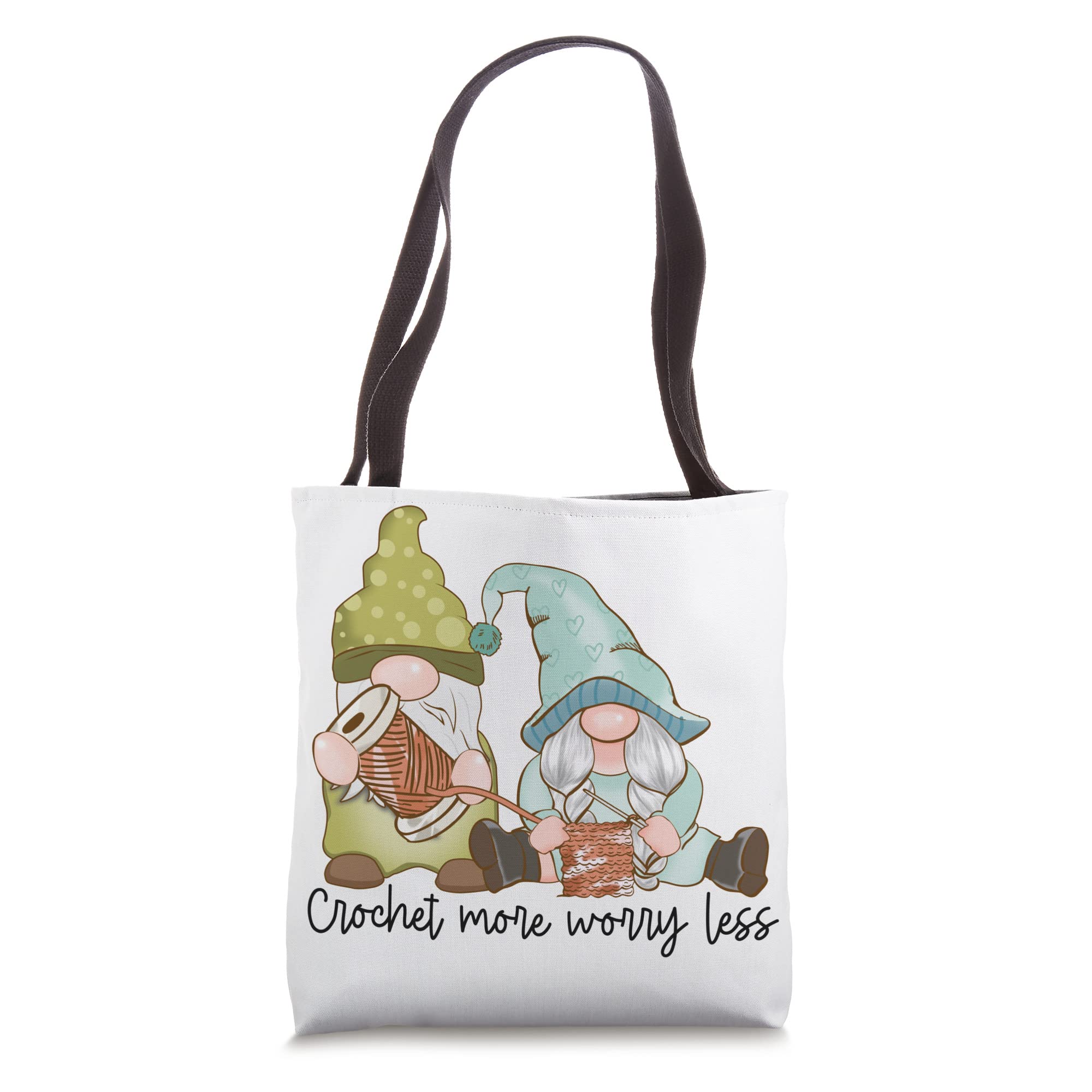 Crochet More Worry Less Crochet Lovers Arts and Crafts Tote Bag