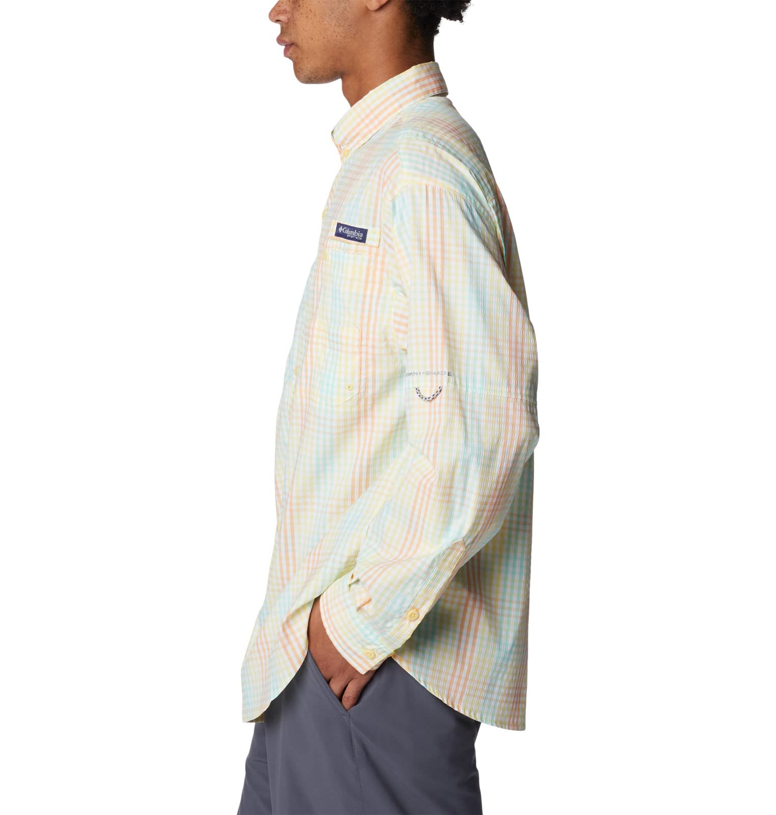 Columbia Men's Super Tamiami Long Sleeve Shirt, Sunlit Blanket Gingham, Medium