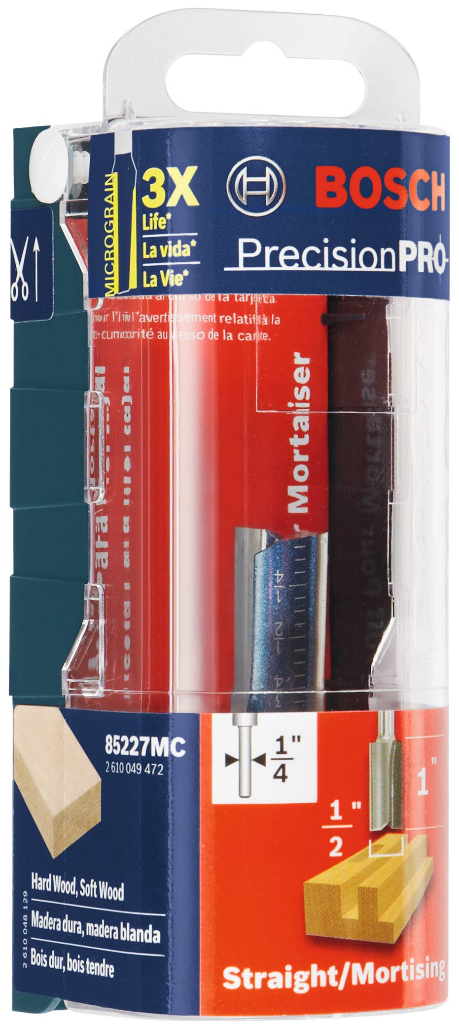 BOSCH 85227MC 1/2 In. x 1 In. Carbide-Tipped Double-Flute Straight Router Bit