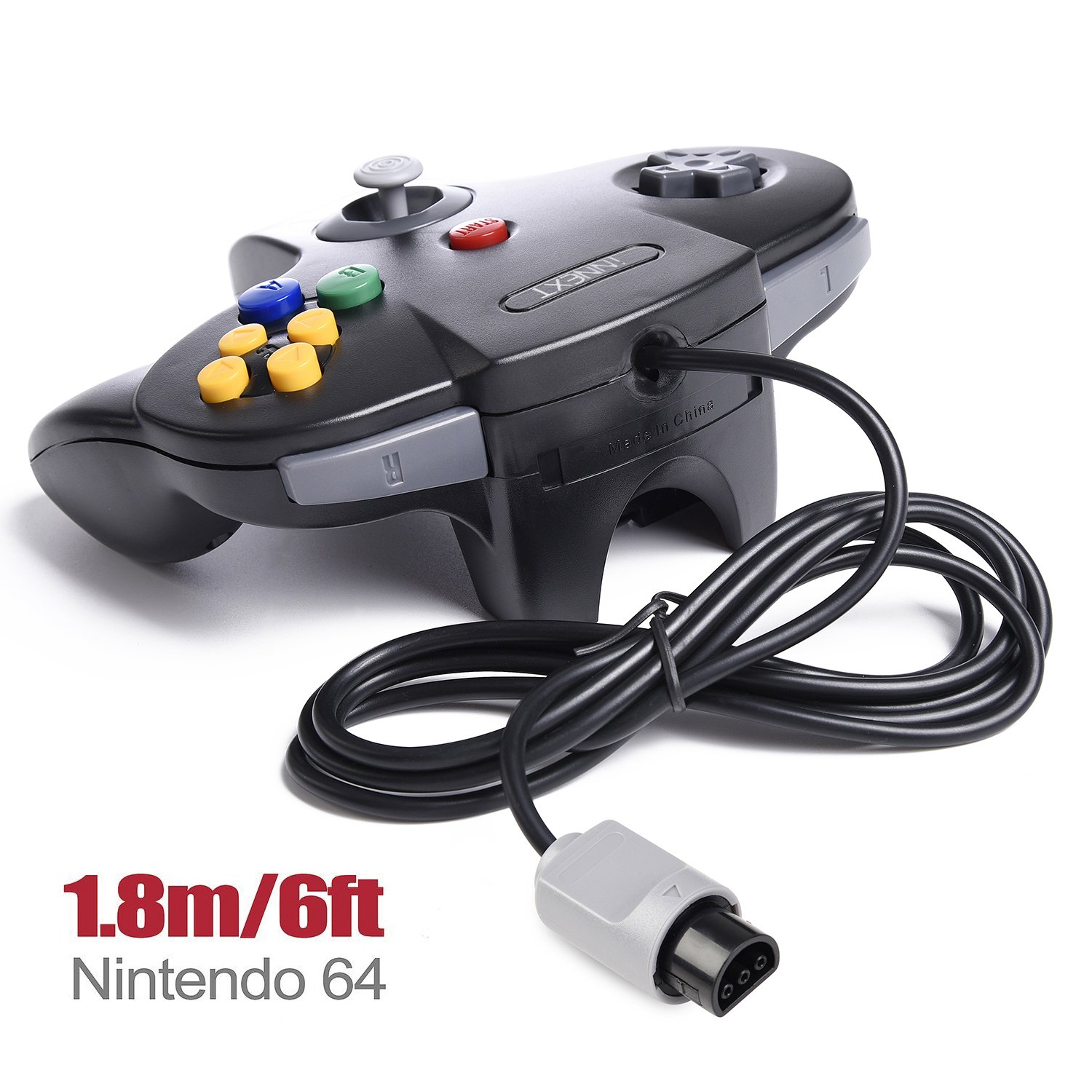 miadore 2-Pack Wired Classic 64 Controller Bundle with 2 Extension Cords [1.8m/6ft ] Compatible with N64 Video Game Console (Black and Yellow)