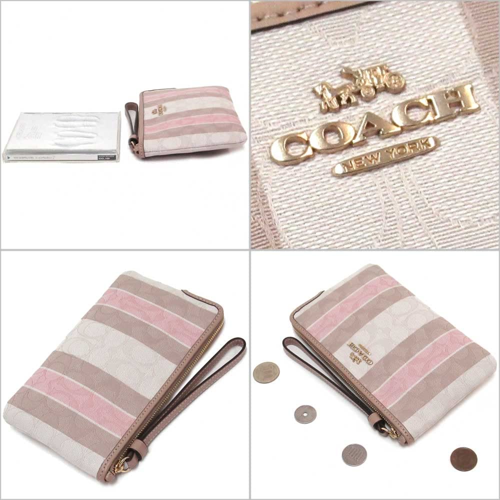 Coach Large Corner Zip Wristlet In Signature Jacquard With Stripes Style No. C8753