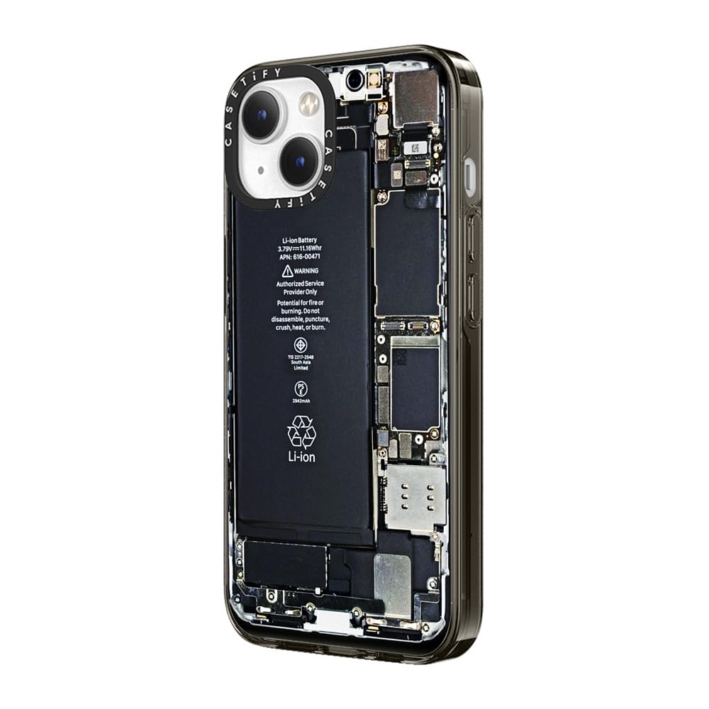 Casetify Compact Case for iPhone 15 [2X Military Grade Drop Tested / 4ft Drop Protection] - Inside Parts - Clear Black CTF-8700029-16006037