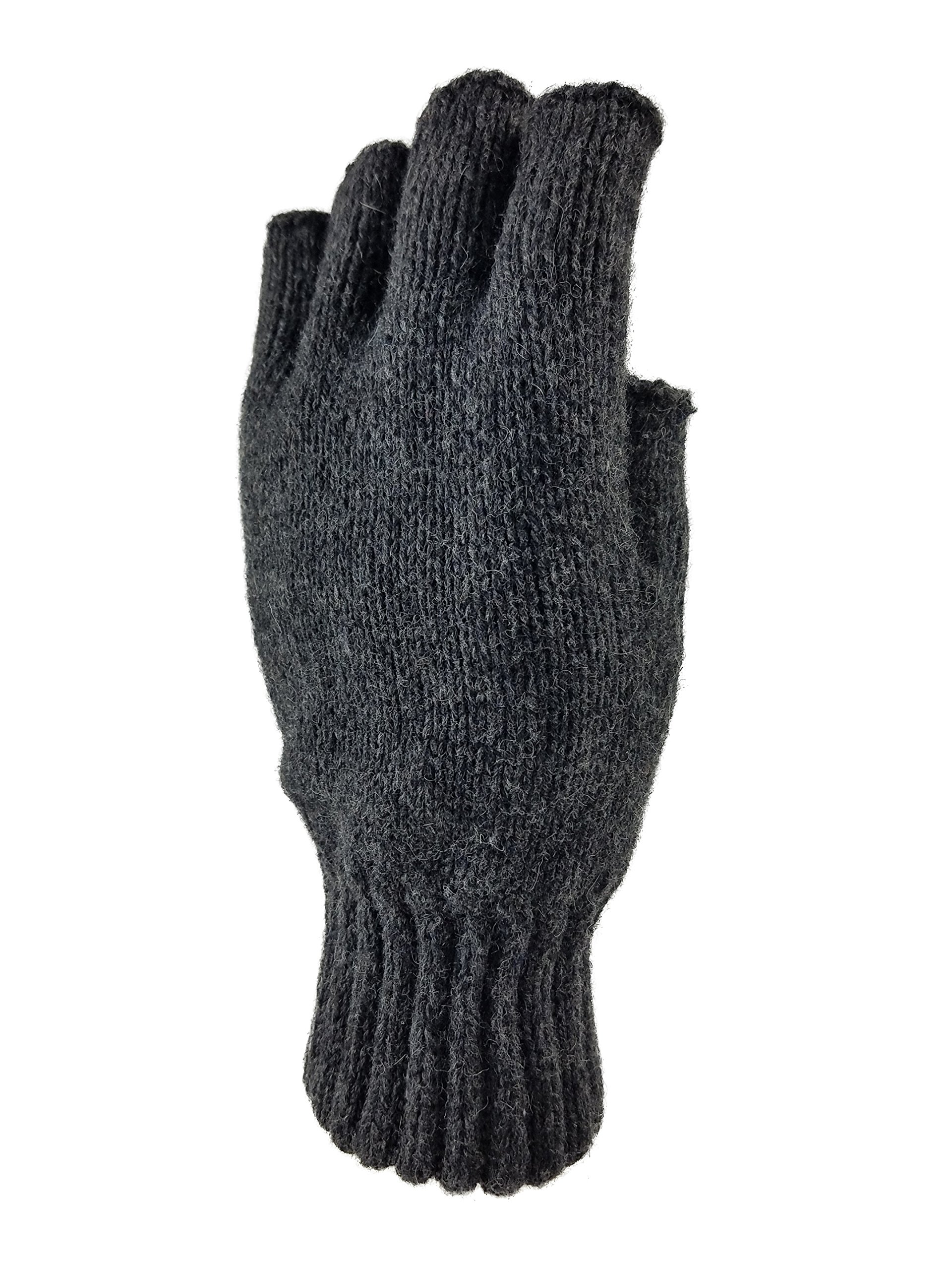 BRUCERIVER Men's Wool knitted with Thinsulate lining Fingerless Ragg Gloves Colour Anthra
