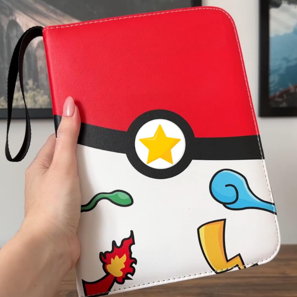 Card Binder 4-Pockets, Trading Card Holder 440 Pockets with 55 Sleeves, Zipper Carrying Case, Card Binder Folder, Perfect Gifts for Child