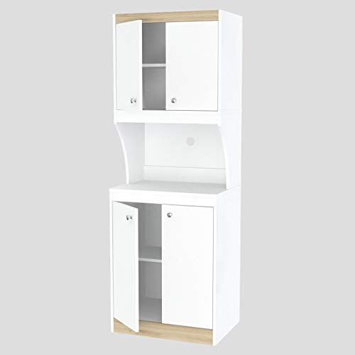 Inval Galley 3-Piece Kitchen Storage System, White and Vienes Oak