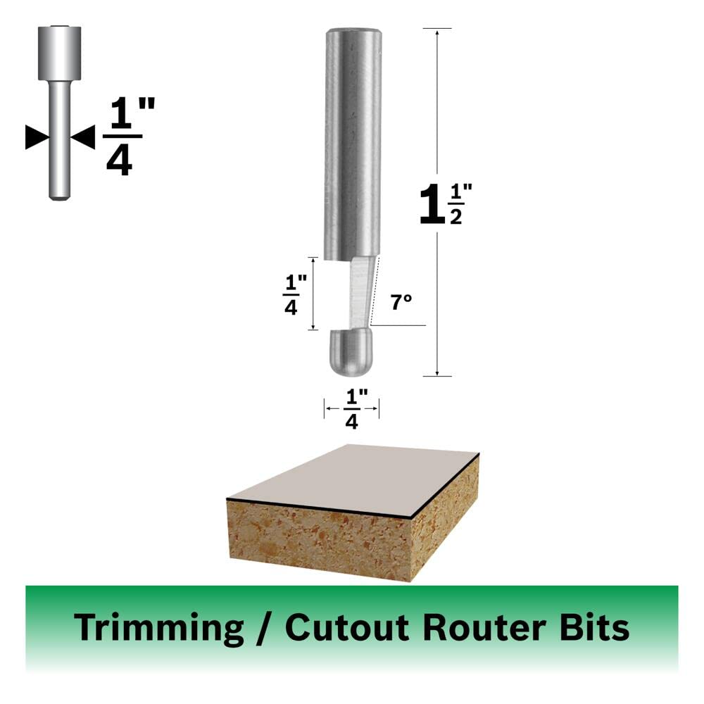 BOSCH 85286MC 1/4 In. Solid Carbide Bevel Trim Router Bit
