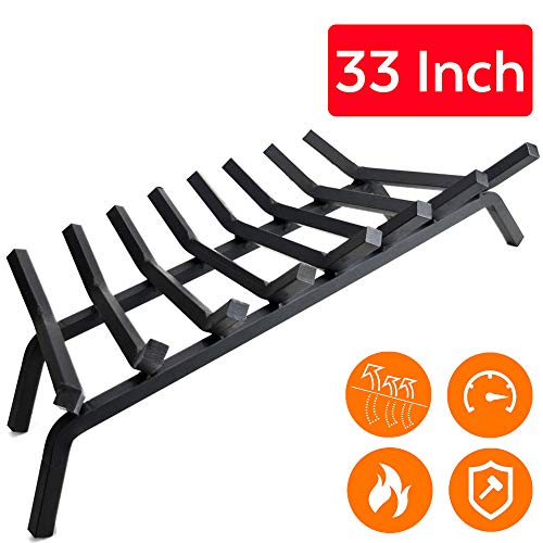 INNFINEST Fireplace Log Grate 27 inch 6 Bar Fire Grates Heavy Duty 3/4” Wide Solid Steel Indoor Chimney Hearth Outdoor Fire Place Kindling Tool Pit Wrought Iron Wood Stove Firewood Burning Rack Holder