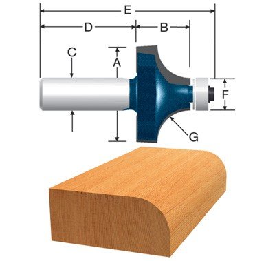 Bosch 85290MC 1/8 In. x 3/8 In. Carbide-Tipped Roundover Router Bit