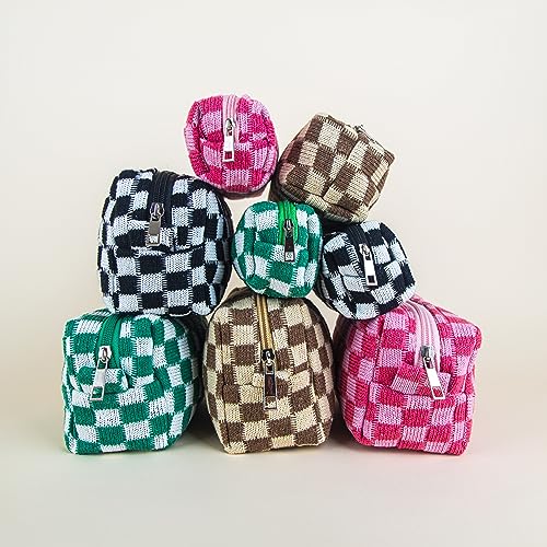 Checkered Pouch and Pencil Case Set (Pink/Pink)