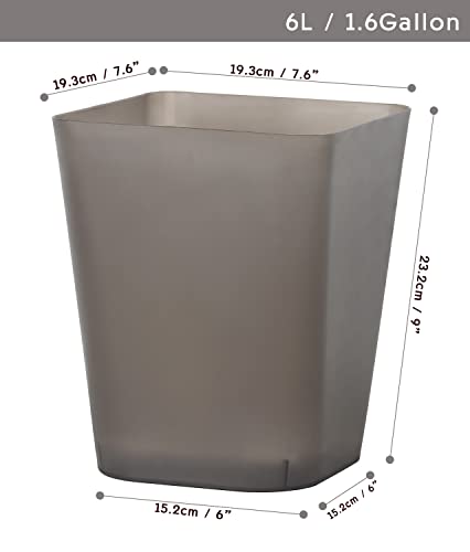 SAROSORA Trash Can 1.6 Gallon 3-Pack Small Trash Basket Mini Garbage Can for Office, Kitchen, Livingroom, Bathroom, Bedroom (Transparent Black, 3)