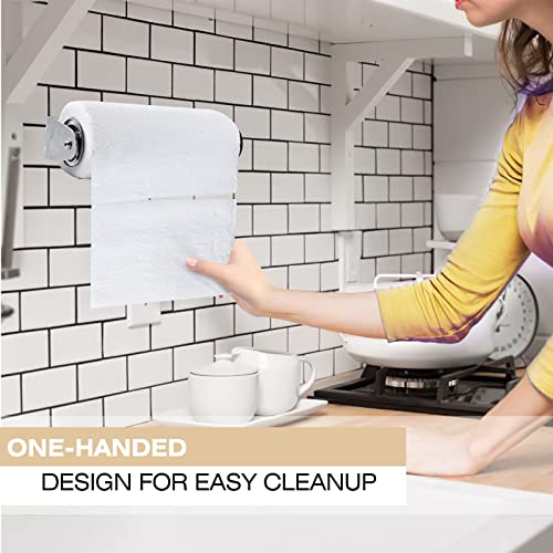Kitchen roll holder -Single Hand Operable Paper Towel Holder Under Cabinet New Upgrade adjustable length Paper Towels Roll Holder Adhesive Paper Towel Rack Wall Mount Kitchen Rolls Organizer Dispenser