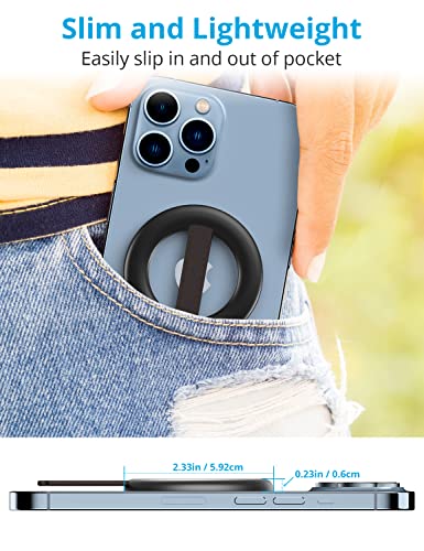 SUPMEGA Magnetic Phone Grip for MagSafe, Magnetic Phone Ring Holder with Leather Finger Grip and Stand, only for iPhone 14 Pro Max, 14 Plus, 14 Pro, 14, 13 Pro Max, 13 Pro, 13, 12 Pro, 12