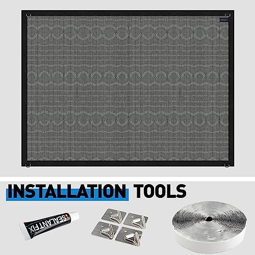 HOMWMPA Fireplace Screen, Mesh Fireplace Cover, Baby Proof to Prevent Baby and Pet Near Idle Fireplace, Fireplace Safe Mesh, 45" W x 34" H