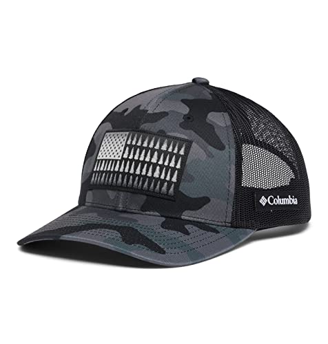 Columbia Tree Flag Mesh Snap Back-High Crown, Black Trad Camo, One Size