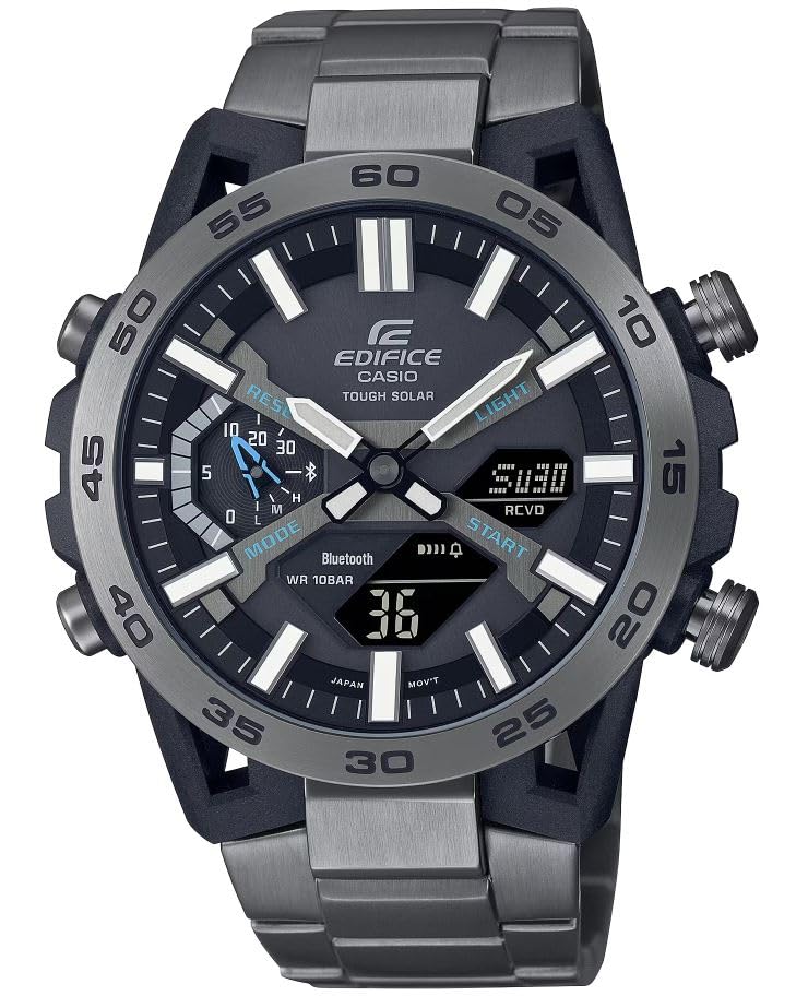 Casio Edifice Sospensione Tough Solar Bluetooth Smartphone Link LED Super Illuminator Carbon Fiber Reinforced Resin World Time Chronograph Phone Finder Smart Watch ECB-2000DC-1ACR