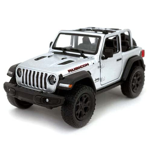 Compatible with Jeep 2018 Wrangler Rubicon Silver Open Top Convertible 1/34 Scale Diecast Car