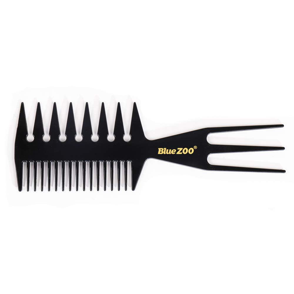 BlueZOO Salon Barbers Comb 3 in 1 Fish Tail Bone Shape Hair Extensions Styling Detangling Coloring Comb for Slicked-back Undercut Mohawk Bowl Cut Quiff