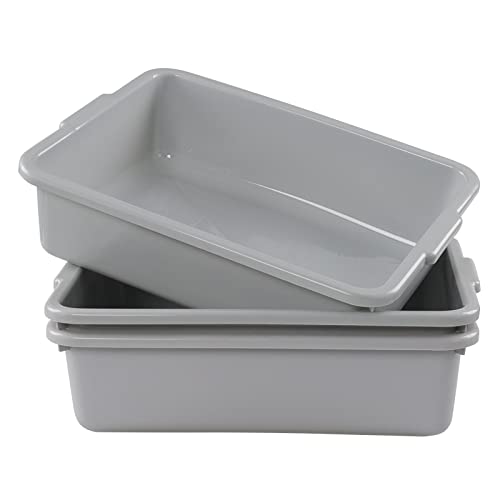 Utiao 13 L Commercial Bus Tub Box, 3-Pack Dishpan Basin Tub, Grey