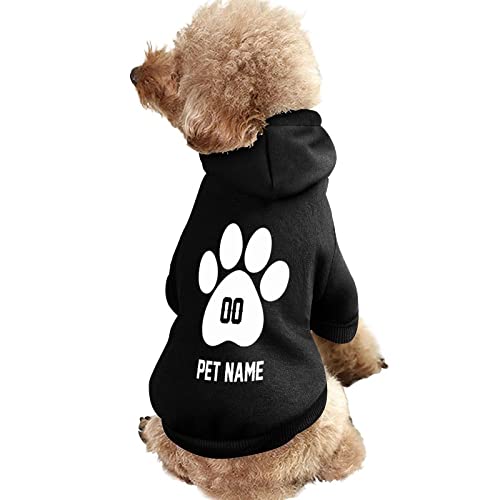 SUQINFA Dog Paws Custom Pet Hoodie, Add Pet Name Personalized Pet Clothes Sweaters with Hat Customized Dog Hoodies Sweatshirt for Small Medium Large Dogs