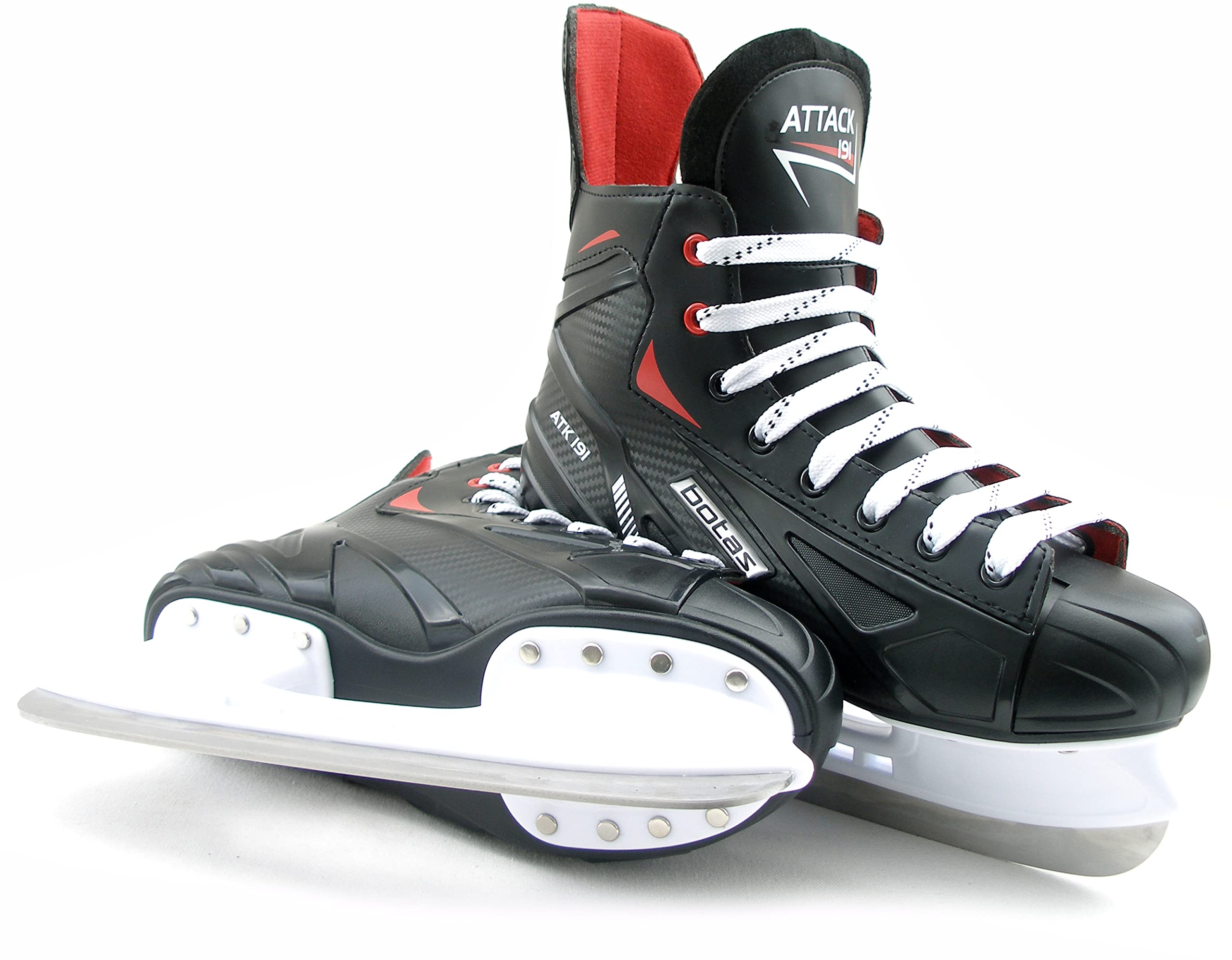 Botas - ATTACK 191 - Men's Ice Hockey Skates | Made in Europe (Czech Republic) | Color: Black/Red/White, Men's 12