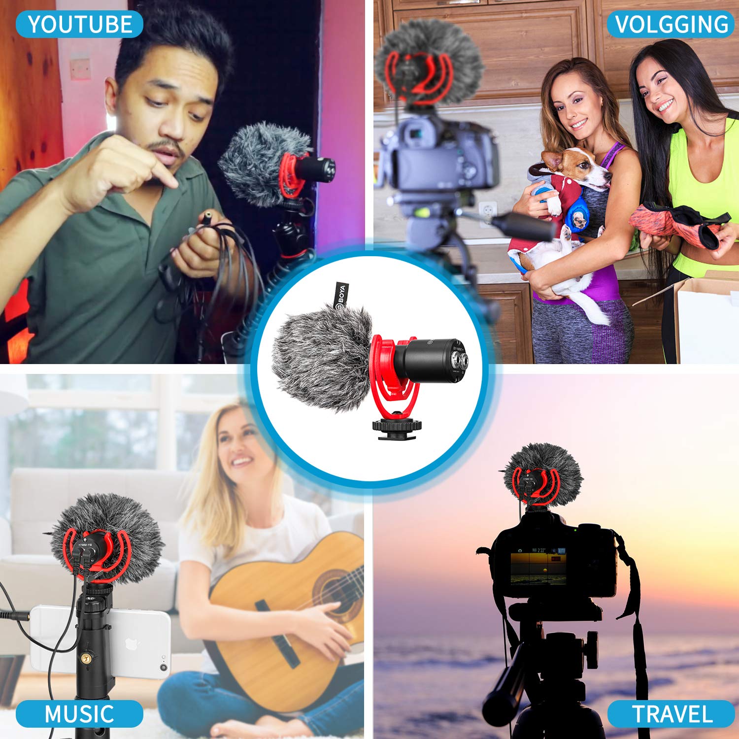 BOYA Smartphone Videomic for Camera, BY-MM1-B Compact Shotgun Microphone YouTube Vlogging Livestream Recording for iPhone Huawei Smartphone DJI Osmo Mobile Plus for Canon Nikon Sony DSLR
