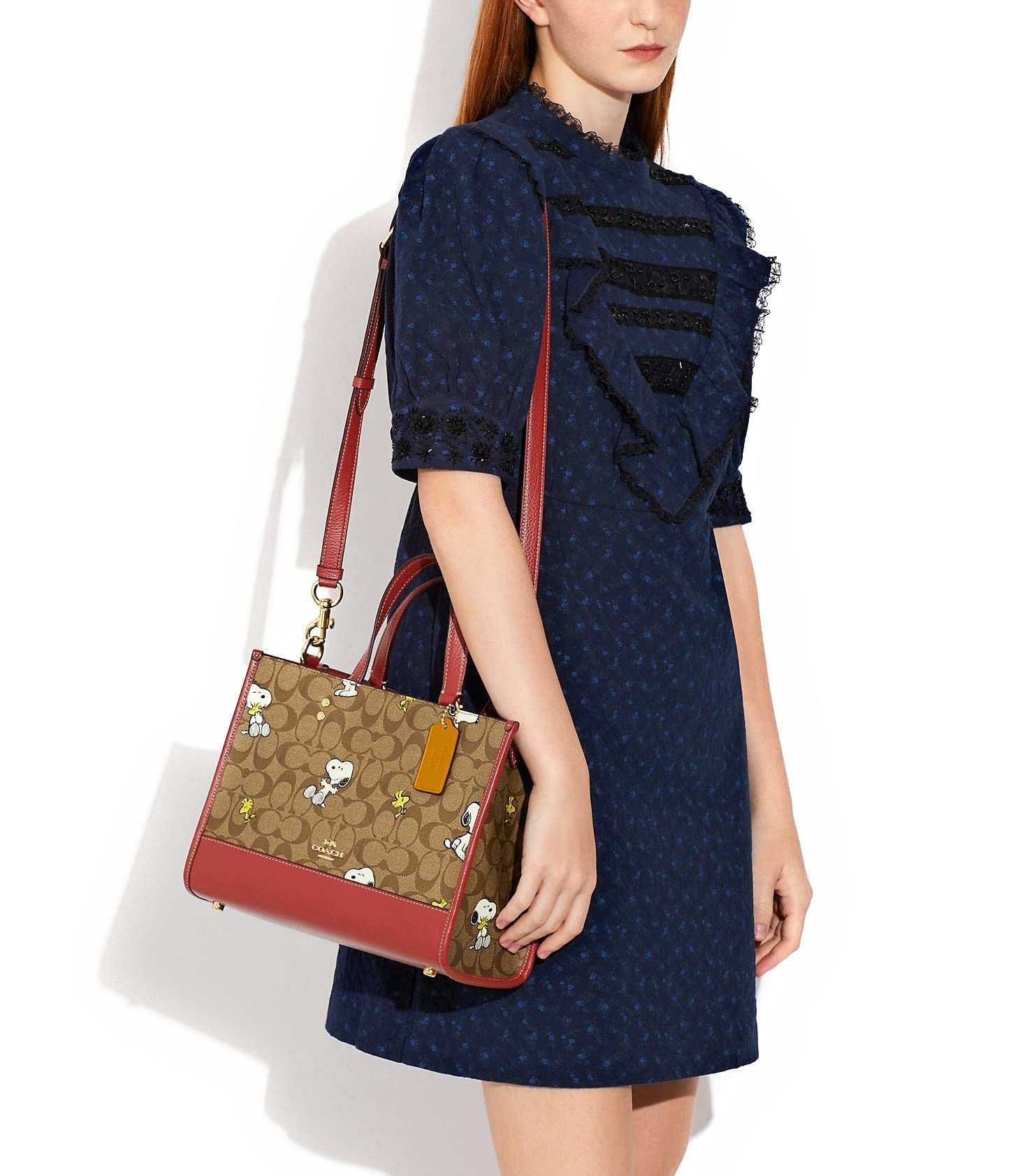 Coach Women's Dempsey Carryall (IM/Khaki/Redwood Multi With Snoopy Woodstock Print - Peanuts)