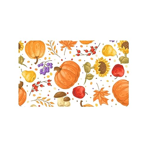 susiyo Doormat 30"x18" Autumn Pumpkins Sunflowers Leaves Non-Slip Indoor Entryway Door Mat (Rubber Backing)